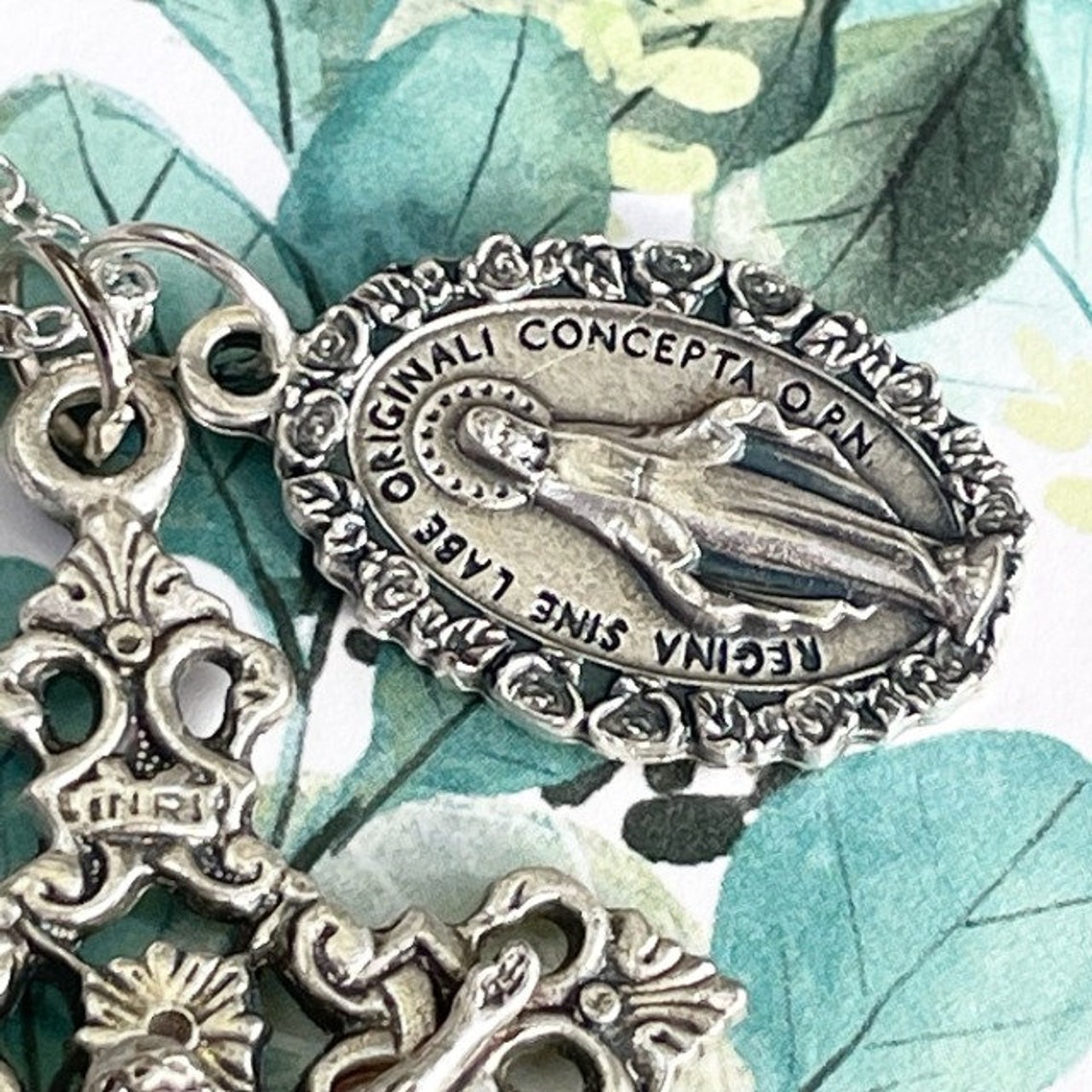 Ornate Silver Tone Cross Crucifix Necklace Pendant From Italy With ...