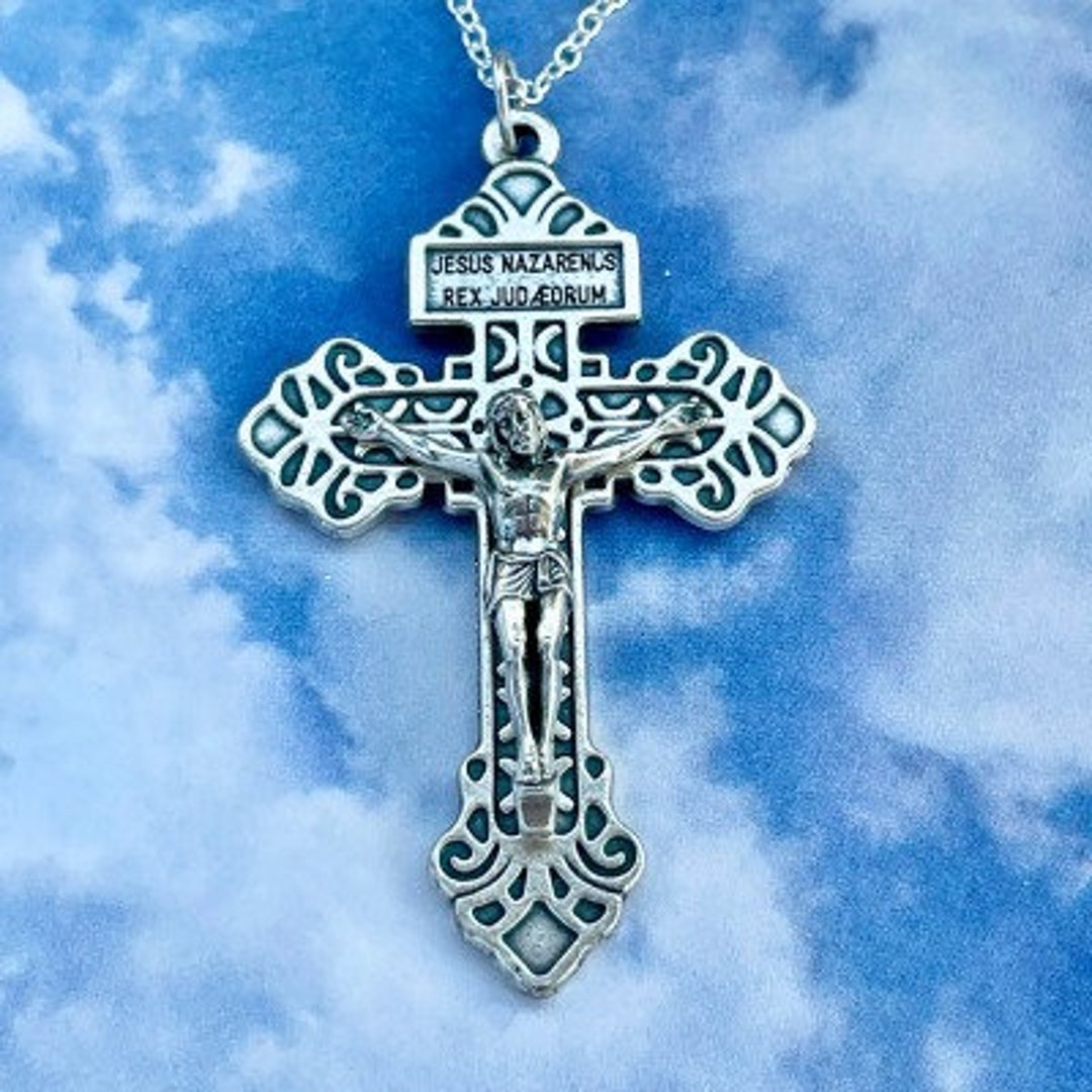 Ornate Silver Tone Pardon Cross “jesus Nazarenus Rex Iudaeorum,” Jesus ...