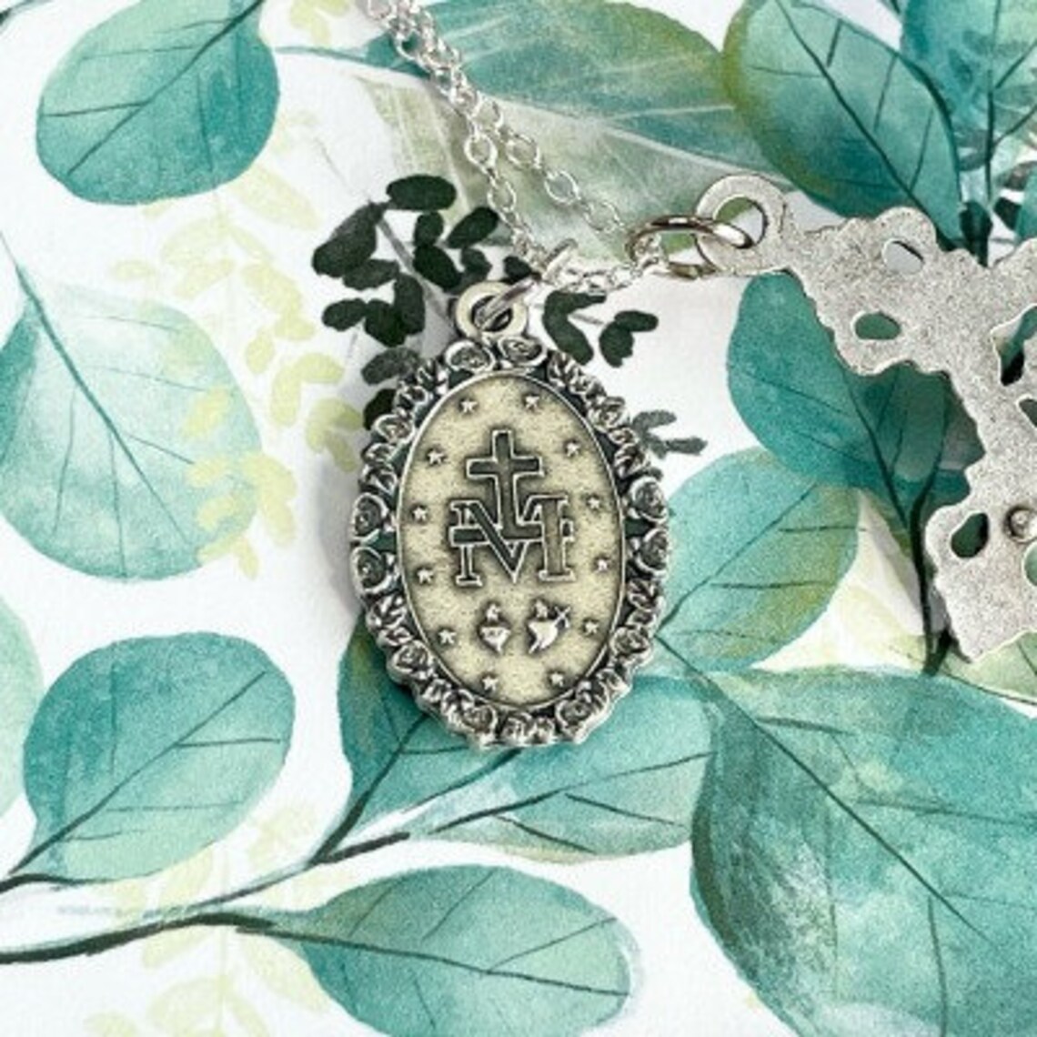 Ornate Silver Tone Cross Crucifix Necklace Pendant From Italy With ...