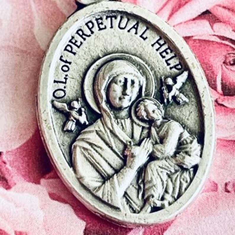 Double Sided Our Lady of Perpetual Help Silver Toned Charm From Italy ...