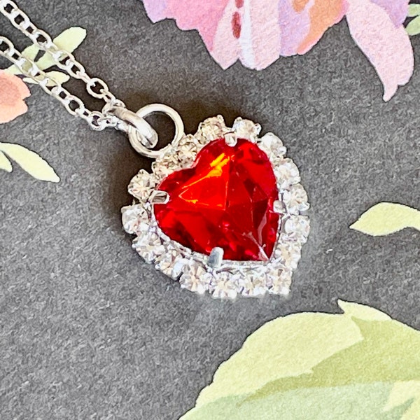 Rhinestone Heart Charm - Etsy