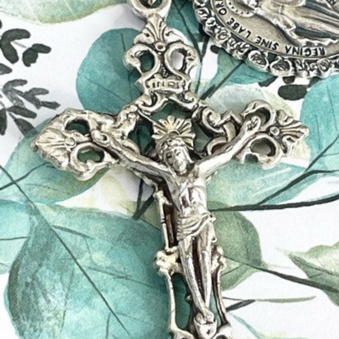 Ornate Silver Tone Cross Crucifix Necklace Pendant From Italy With ...