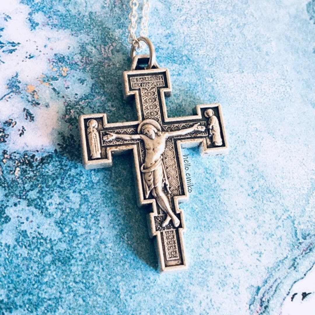 Jesus Crucifix Medal Silver Toned Cross Necklace Pendant on 18 Inch ...