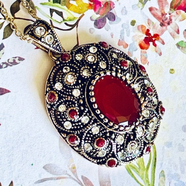 Ruby Necklace Vintage - Etsy