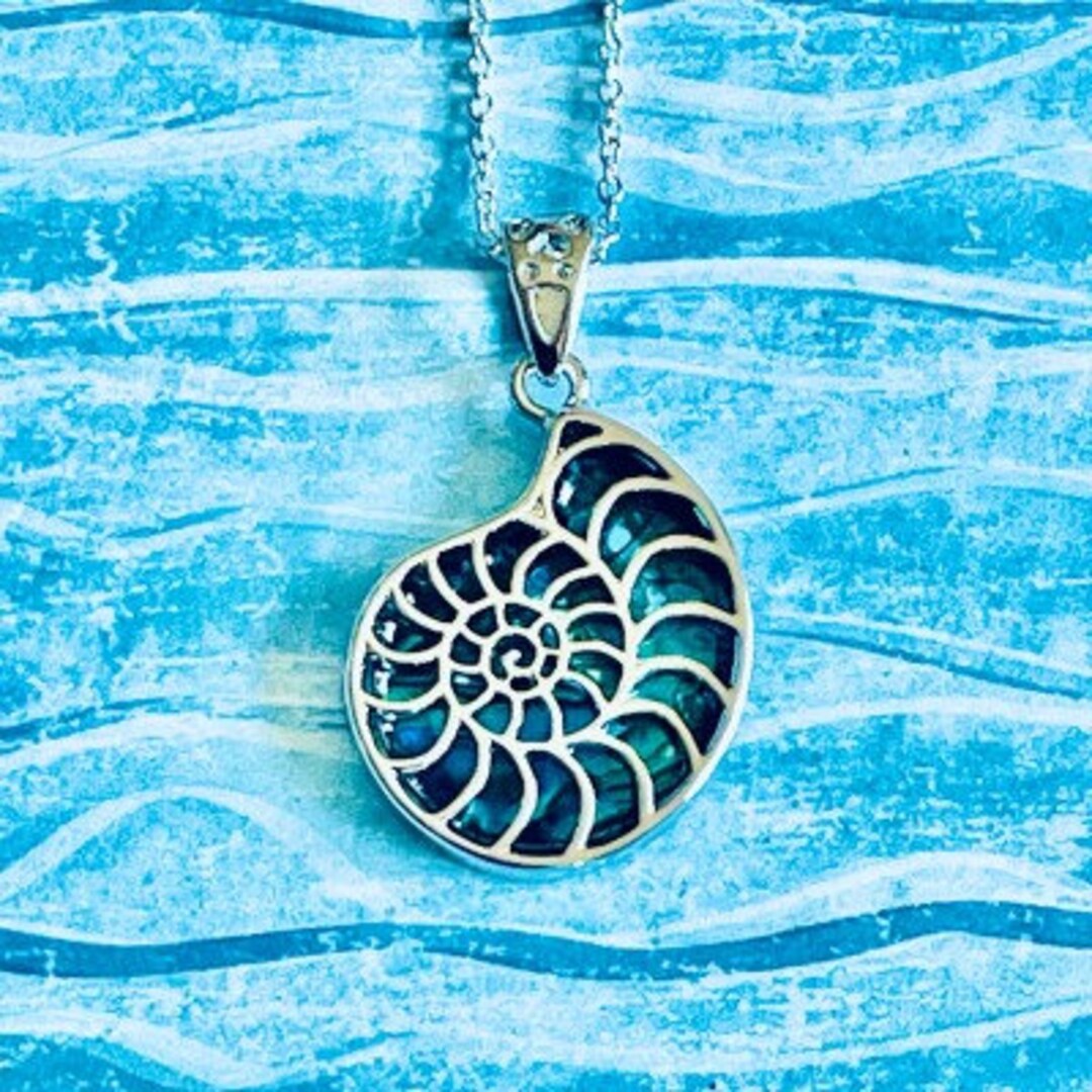 Large Silver Toned Iridescent Imitation Paua Abalone Shell Necklace ...