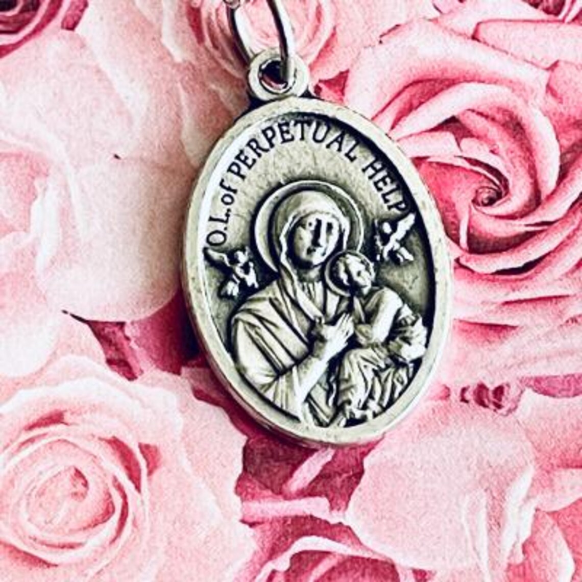 Double Sided Our Lady of Perpetual Help Silver Toned Charm From Italy ...