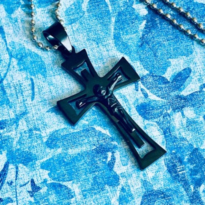 Black Cross Chain - Etsy