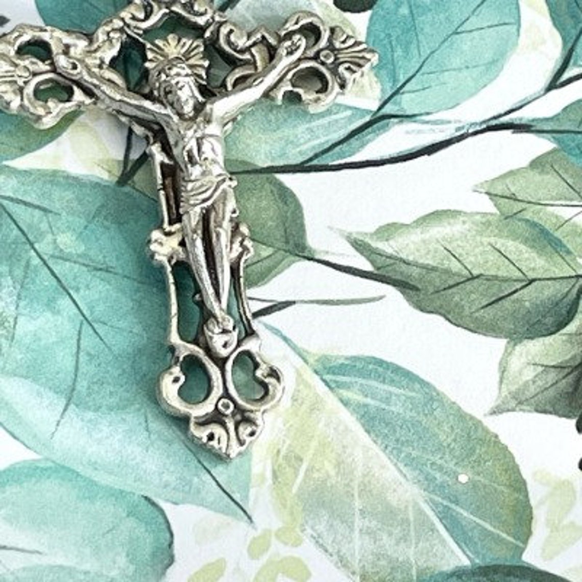 Ornate Silver Tone Cross Crucifix Necklace Pendant From Italy With ...