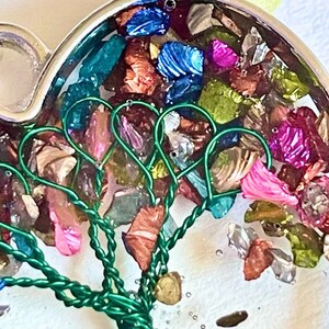 Silver Toned Heart Tree Necklace Pendant Resin in a Heart Shaped ...