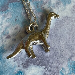 Brachiosaurus Silver Tone Dinosaur Charm Necklace Pendant on 18 Inch ...
