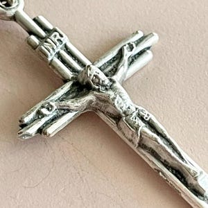 Jesus Cross Pendant Necklace 1 1/2 " Silver Tone Crucifix Catholic Gift ...