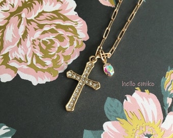 Christian or Catholic Silver Toned Rhinestone Encrusted Cross | Etsy