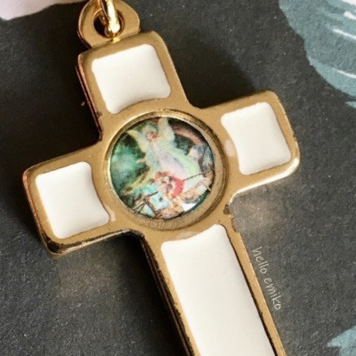 Guardian Angel Double Sided Cross White Enamel Crucifix - Etsy
