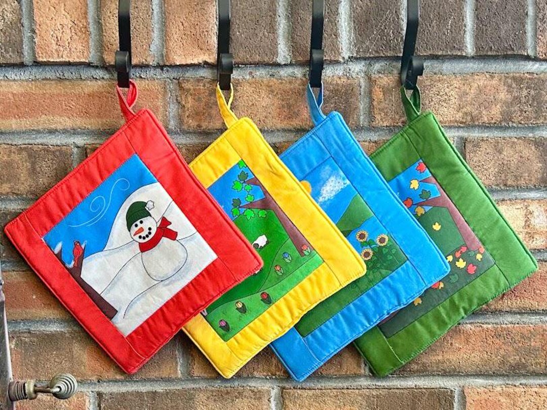 Kit - Set of 4 Seasonal 9” Pot Holders. Make 4 Heat Resistant Pot ...