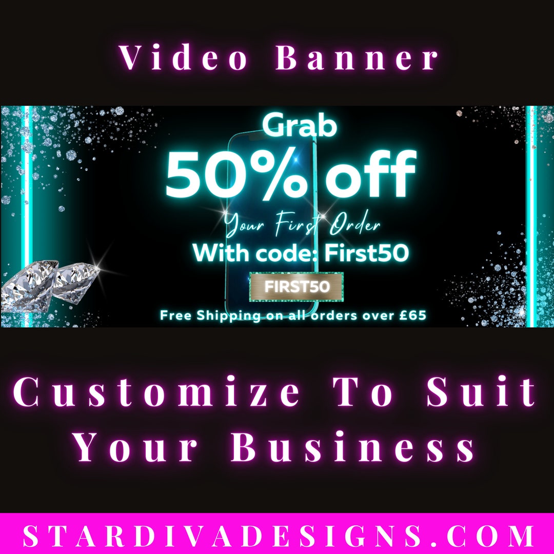 Animated Shopify Theme Website Design Banner Neon Motion - Etsy
