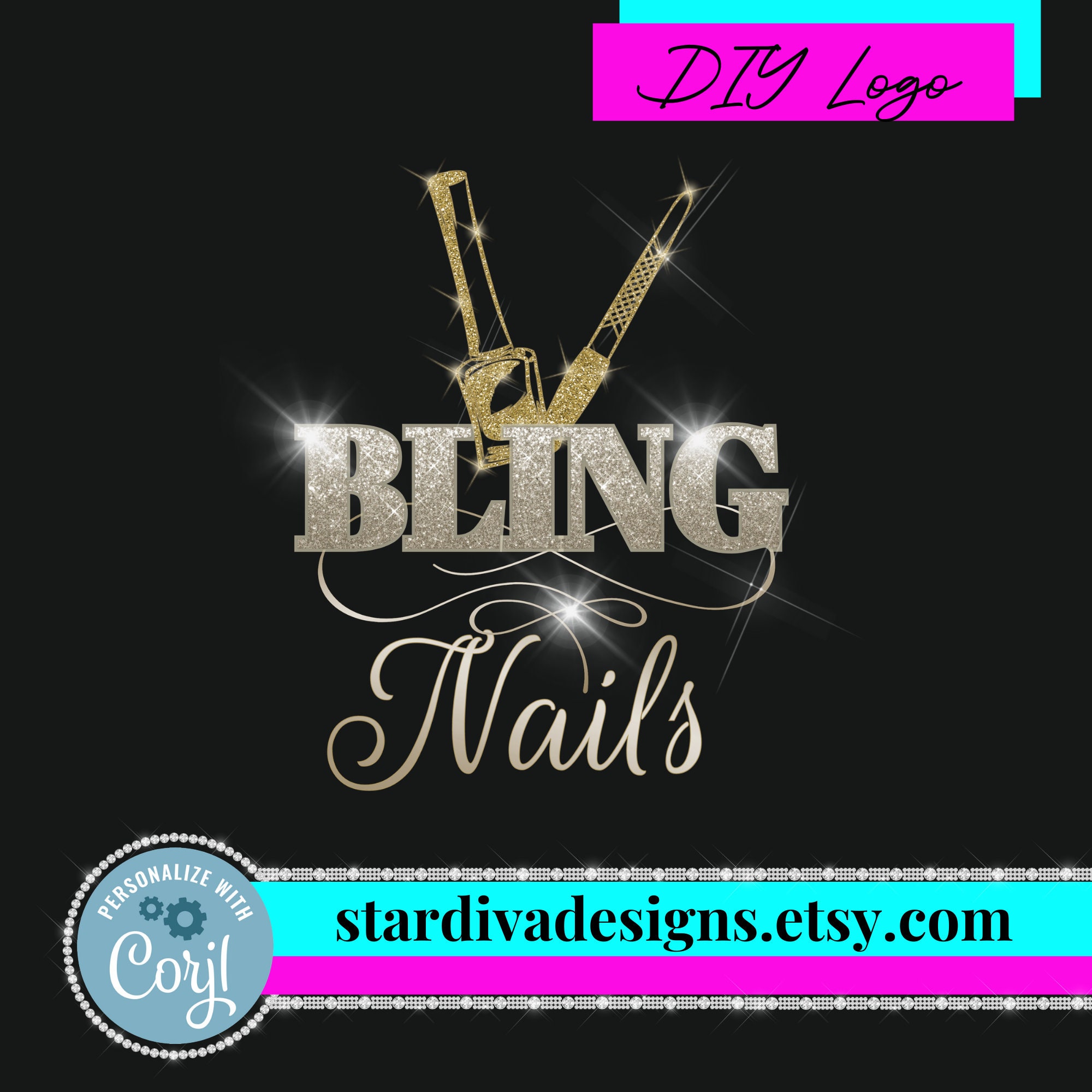 DIY Logo Design, 8x10 Glitter Logo, Editable Logo Design. - Etsy