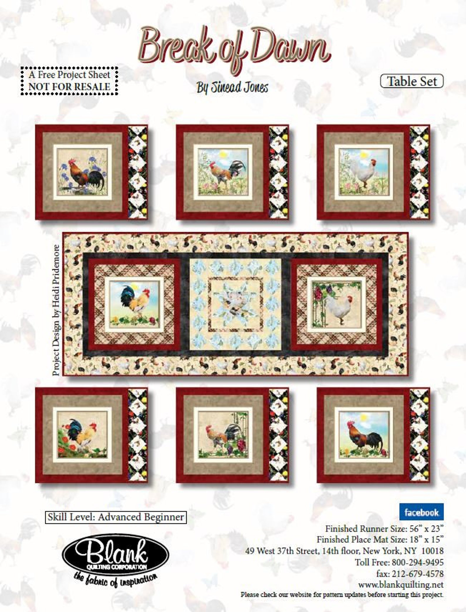 Break of Dawn Chickens, Roosters, and Butterflies Blank Quilting 2609 ...