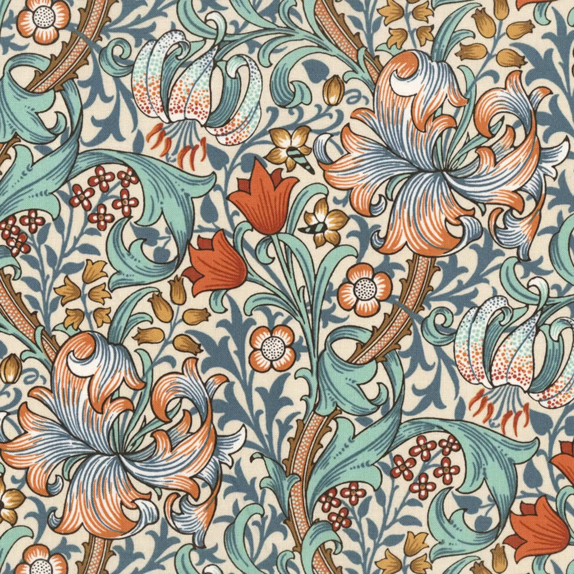 ORIGINAL MORRIS & CO Golden Lily - Autumn, Dusk for Free Spirit Fabrics ...
