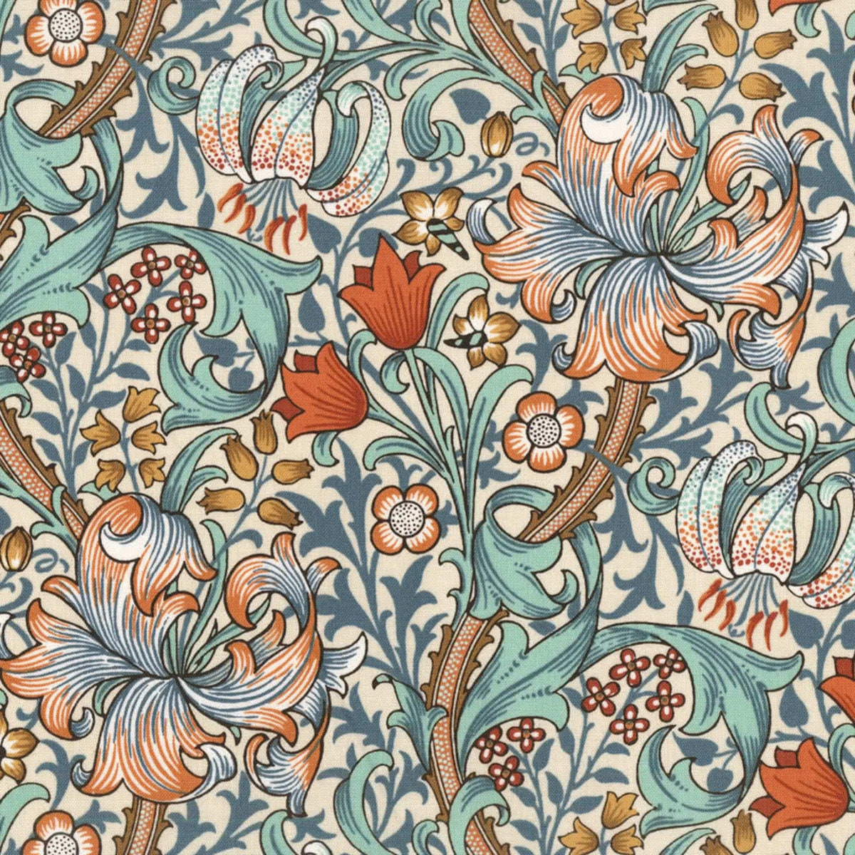 ORIGINAL MORRIS & CO Golden Lily - Autumn, Dusk for Free Spirit Fabrics ...