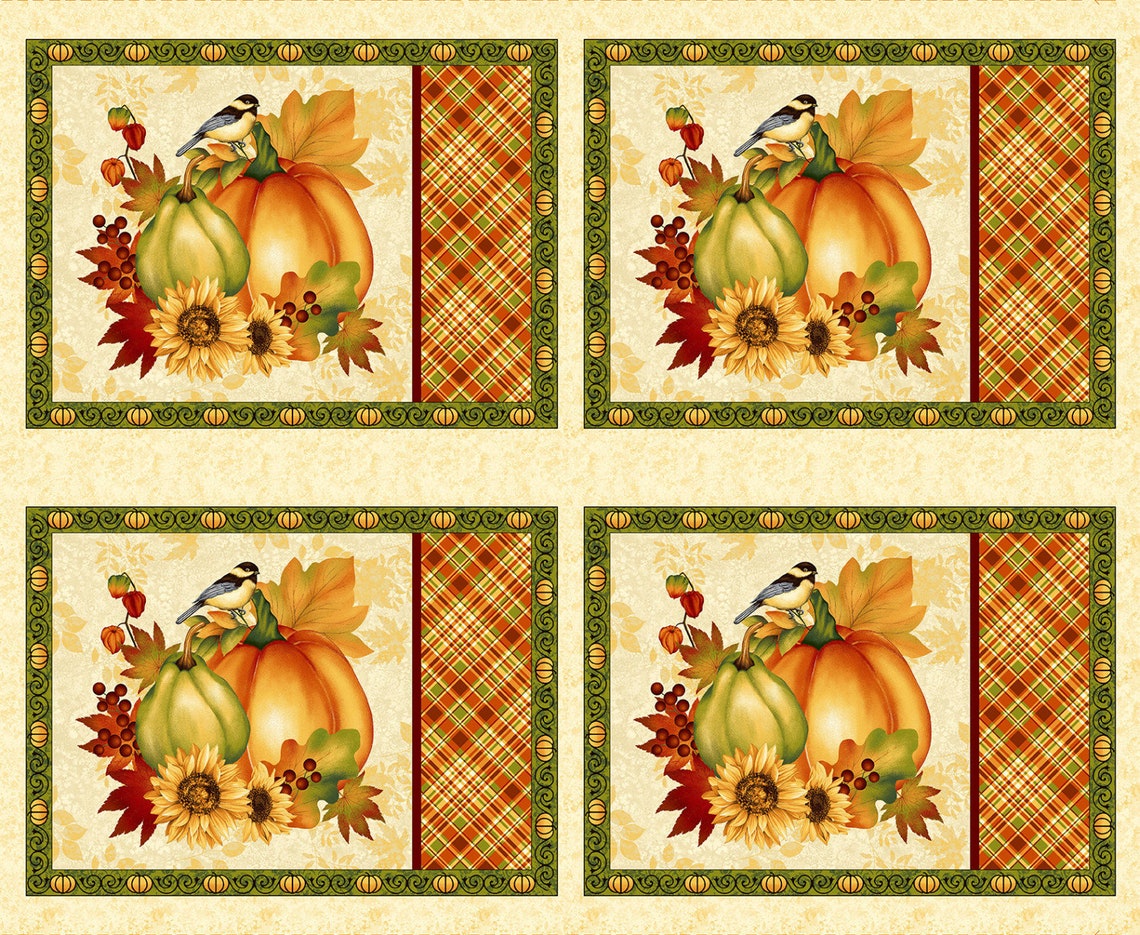 Seeds of Gratitude by Art Loft Collection in Holiday Cream Placemats ...