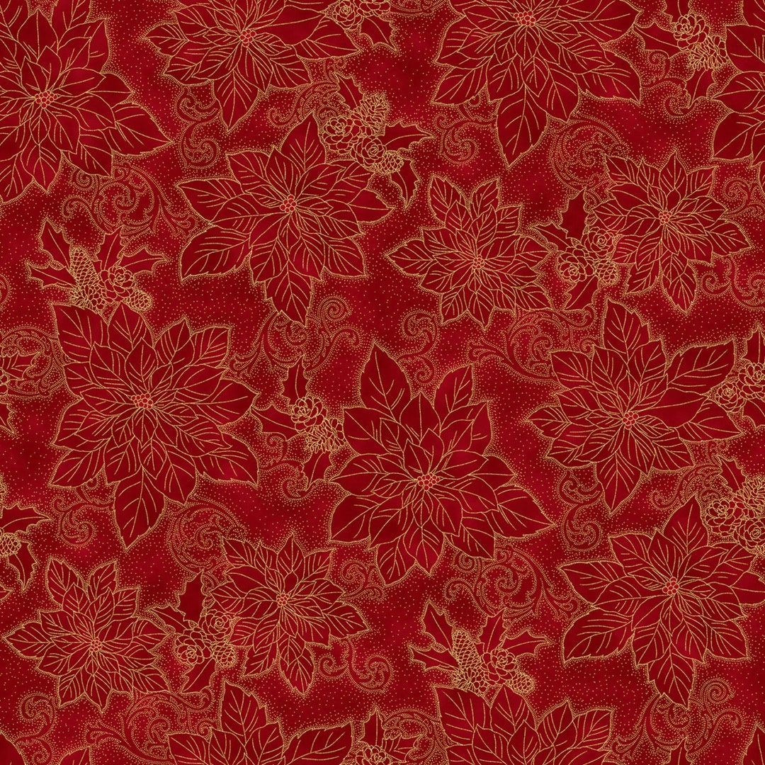 Scarlet/gold Christmas Splendor From Hoffman Fabrics Collection in ...