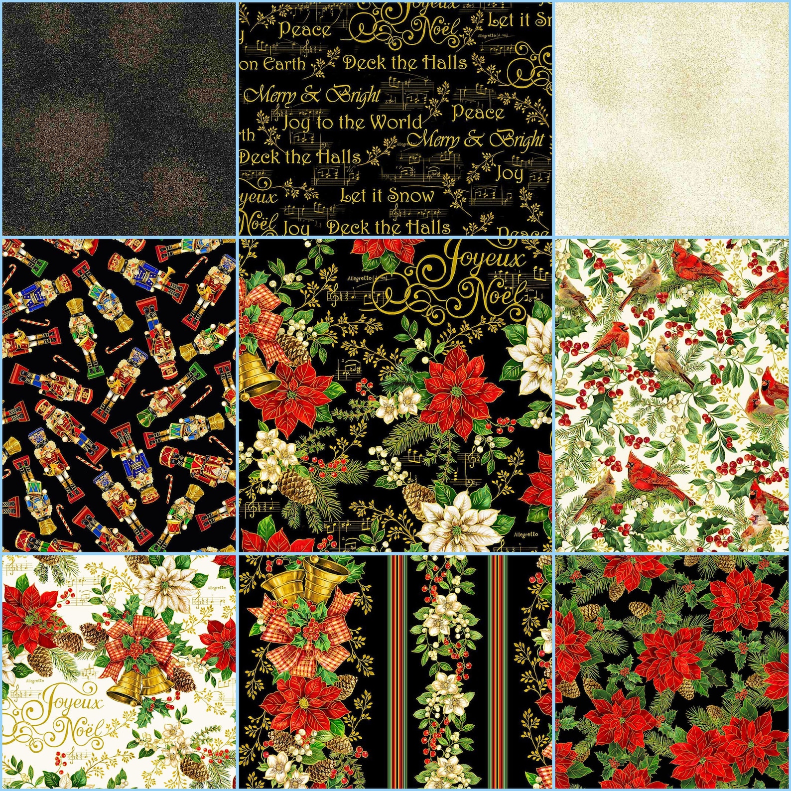 Timeless Treasures SHIMMER Red Deck the Halls Collection Metallic ...