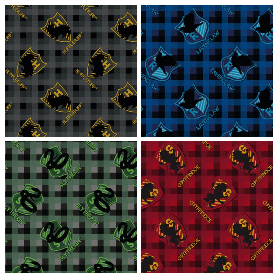 Harry Potter Plaid Patch Flannel Fabric Gryffindor, Slytherin ...