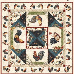 Garden Gate Roosters by Susan Winget Multi Repeating Stripe 39811-149 ...