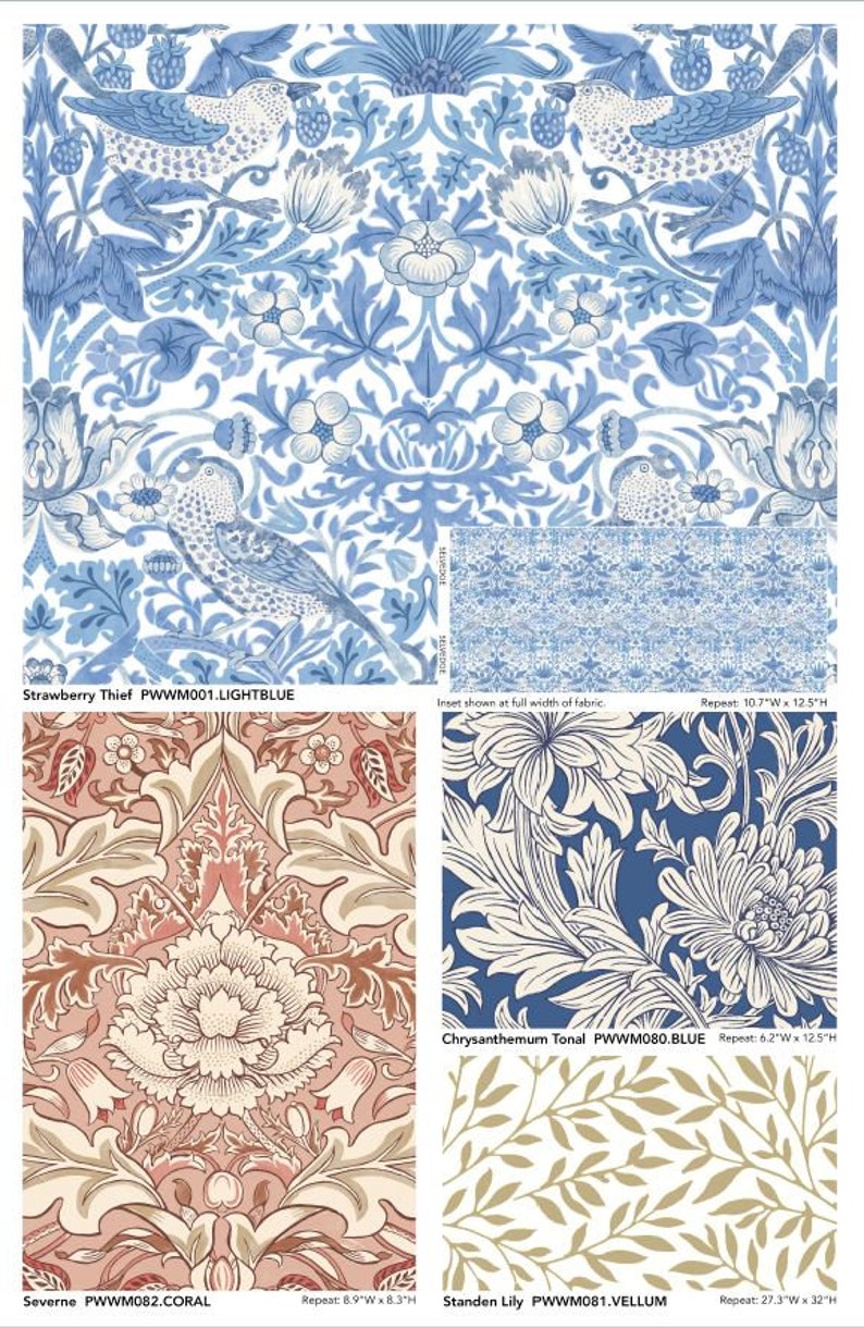ORIGINAL MORRIS & Co Large Acanthus Blue From Wandle Collection PWWM083 ...