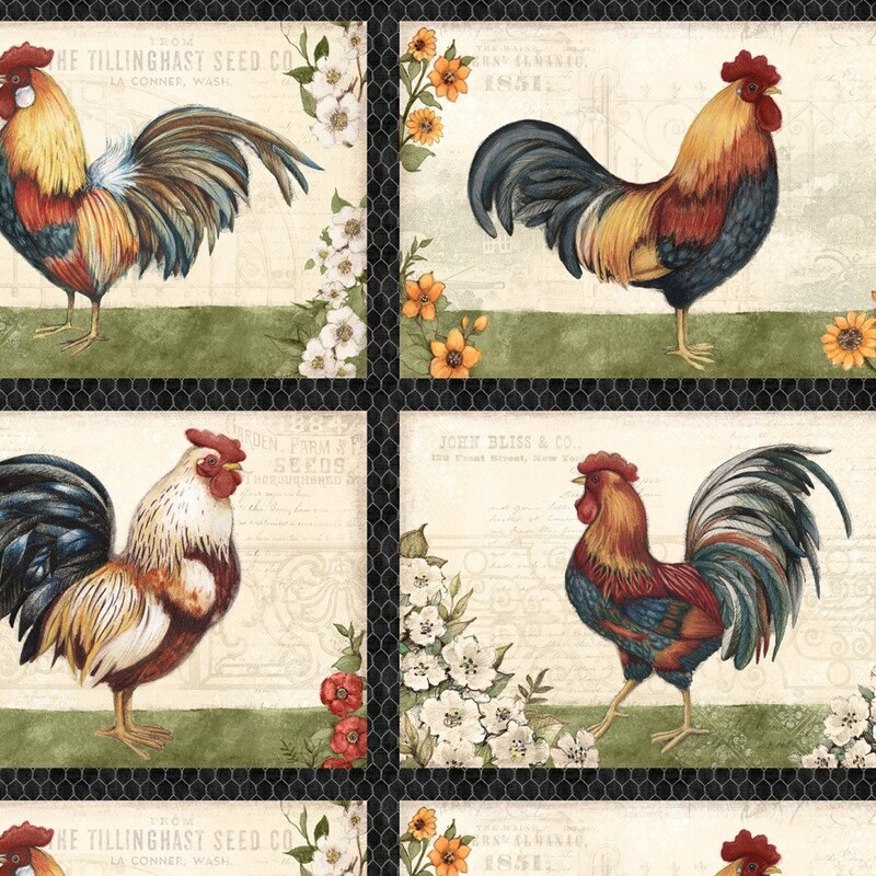 Rooster Fabric - Etsy