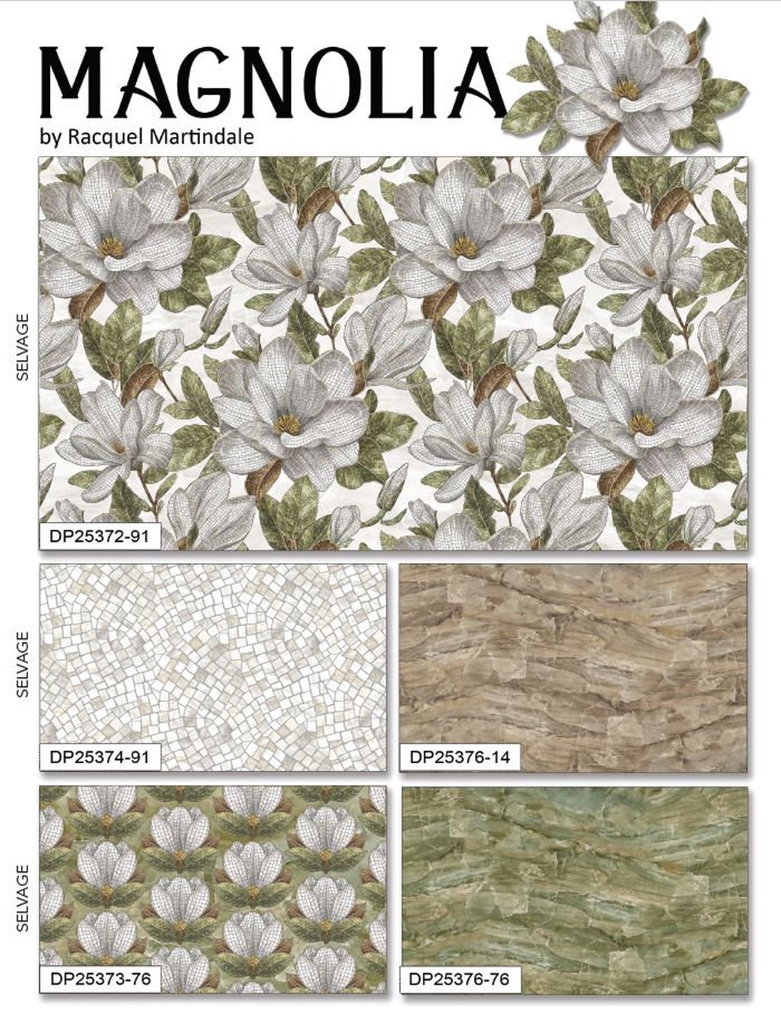 Northcott Magnolia Mosaic Digital DP25372-91 100% Cotton Fabric - Etsy