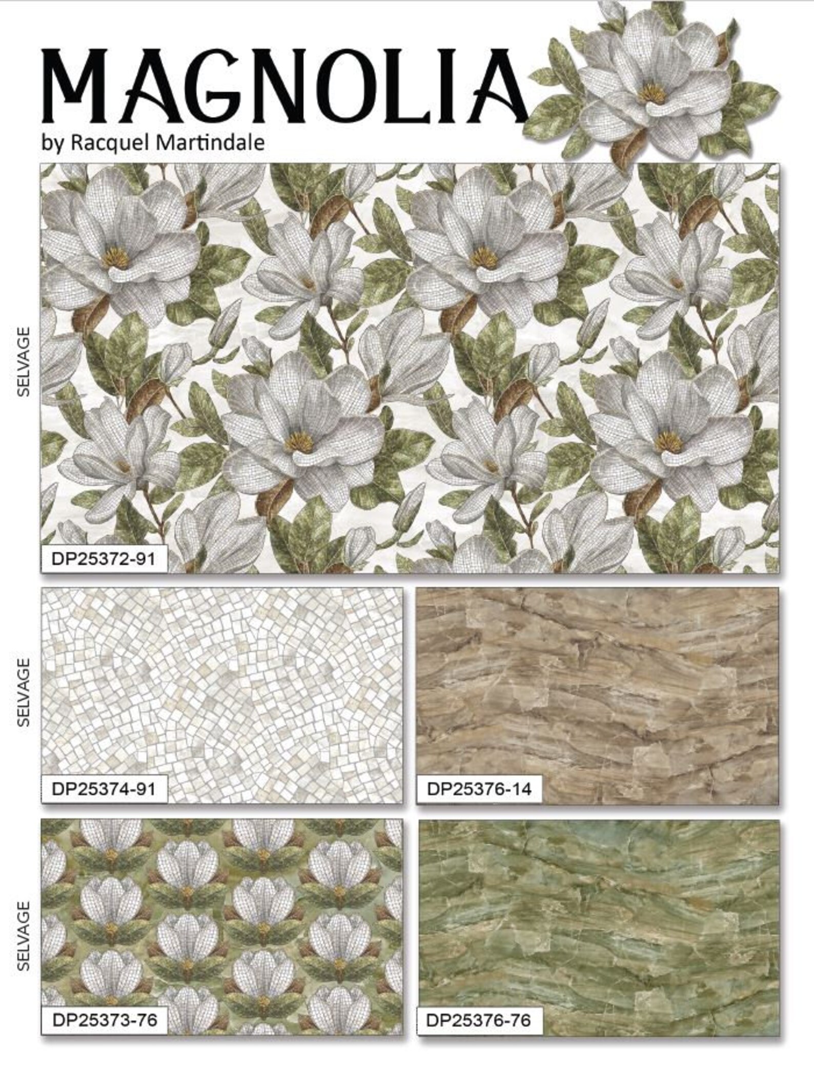 Northcott Magnolia Mosaic Digital DP25372-91 100% Cotton Fabric - Etsy