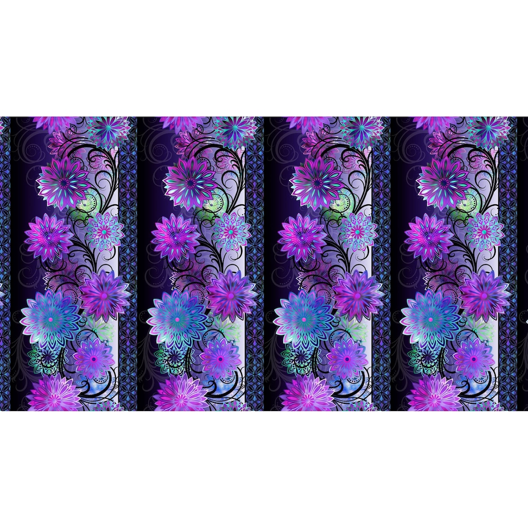 Digital Dazzle Purple Border Fabric by Jason Yenter From in the ...