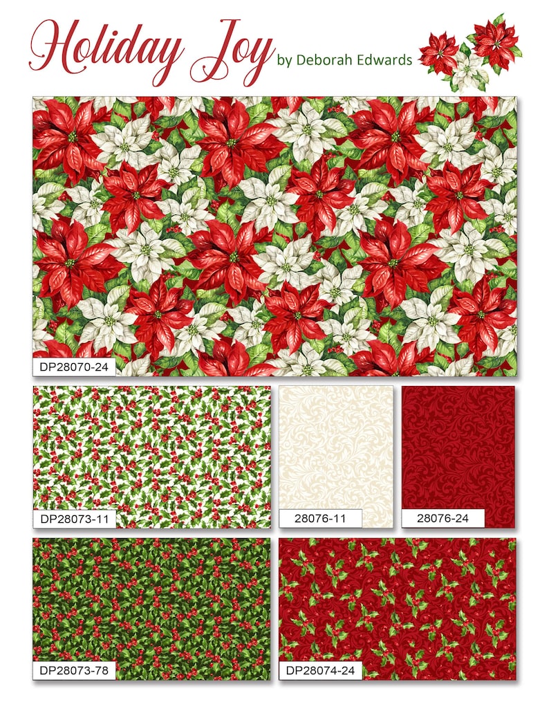 Northcott Holiday Joy Holly Stripe DP28075-11 by Deborah Edwards 100% ...
