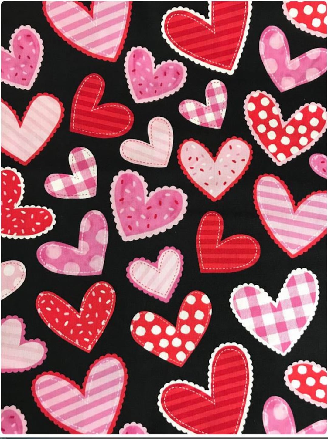 Patterned Hearts Red Glitter Valentine's Day 100% Cotton Fabric - Etsy