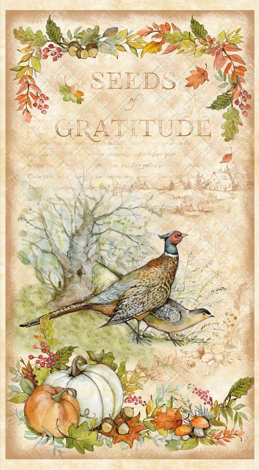 Seeds of Gratitude Thanksgiving Panel 39653-278 Cotton Fabric ...