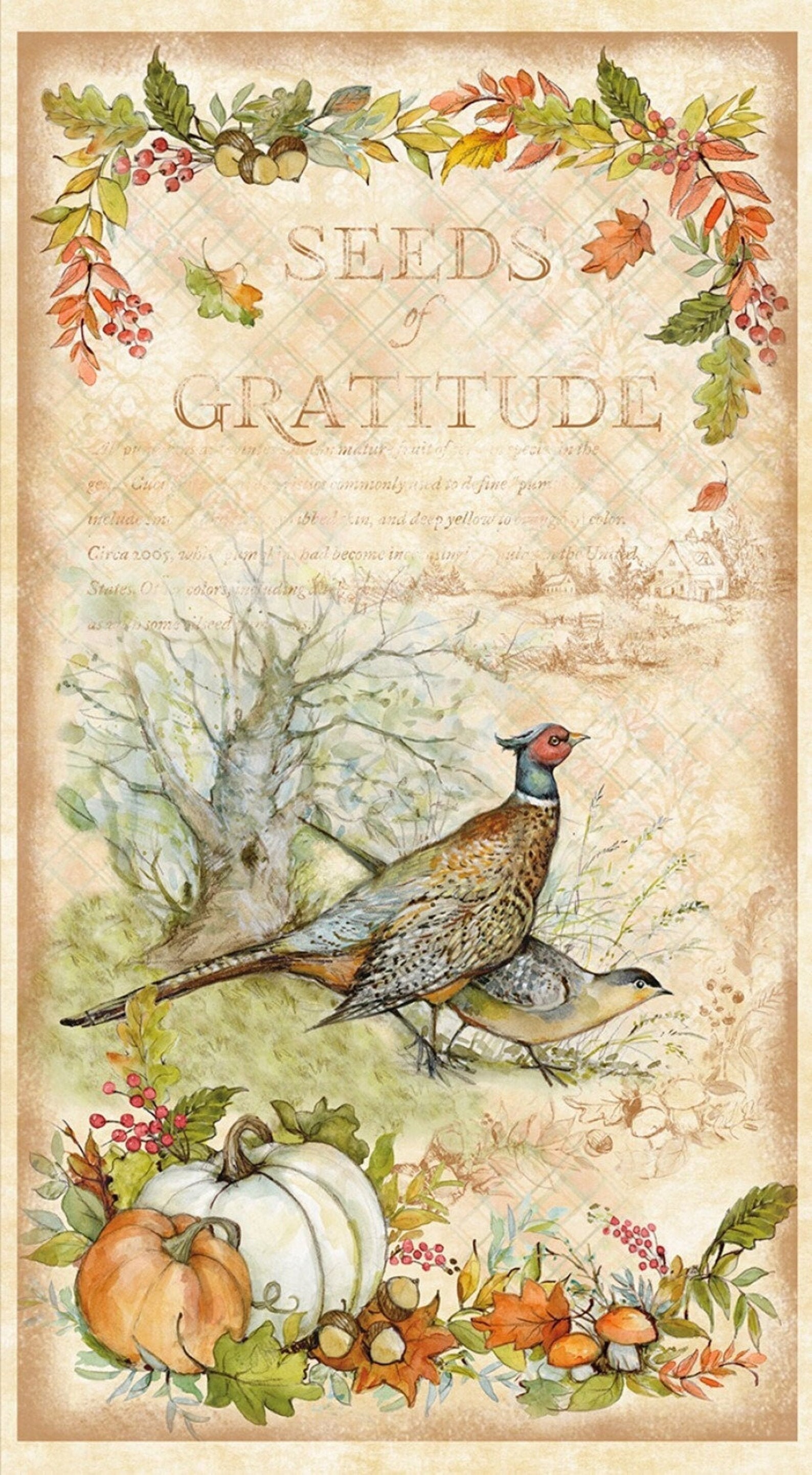 Seeds of Gratitude Thanksgiving Panel 39653-278 Cotton Fabric ...