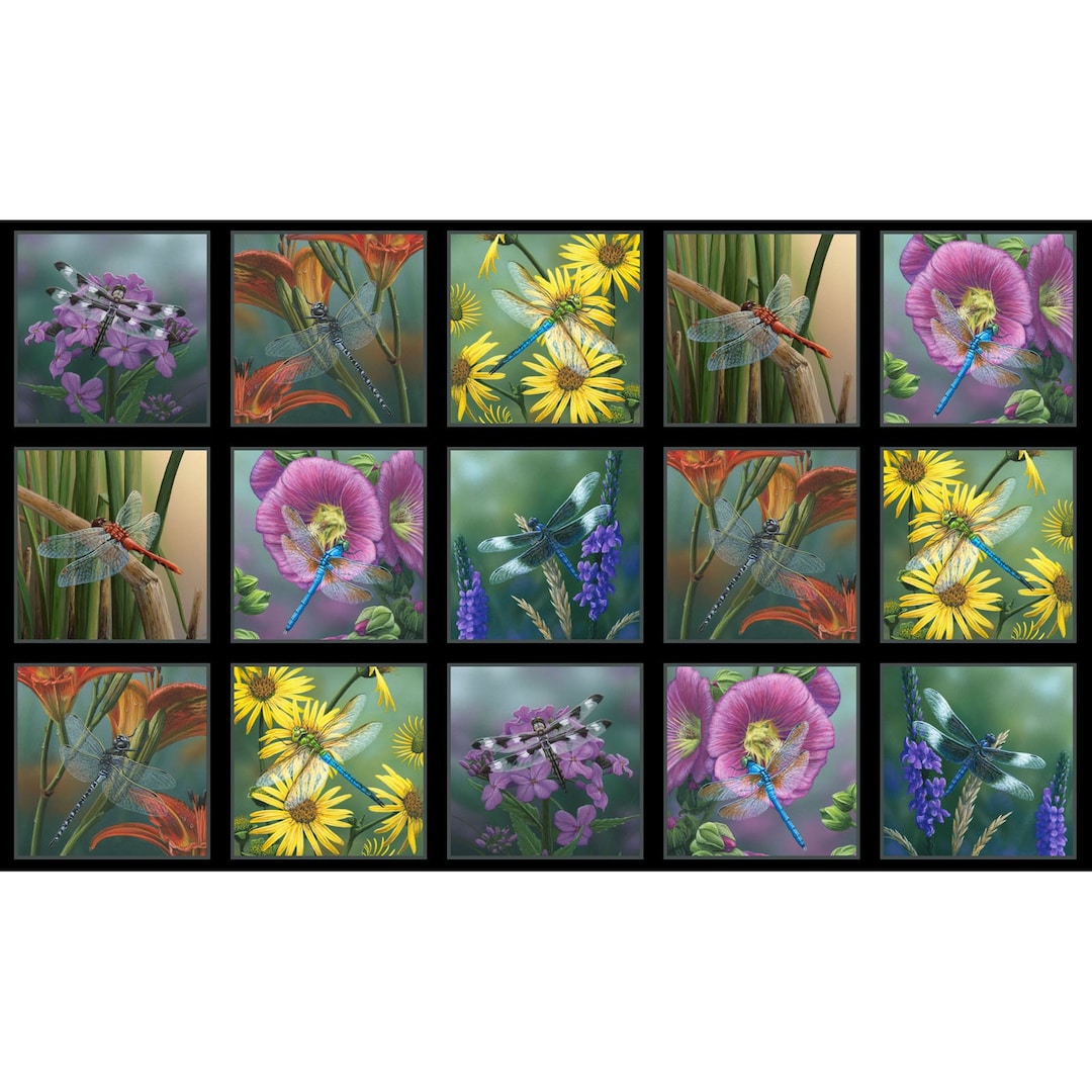 Dragonfly Magic Panel From Elizabeth's Studio by Russ Duerksen 24"x44 ...