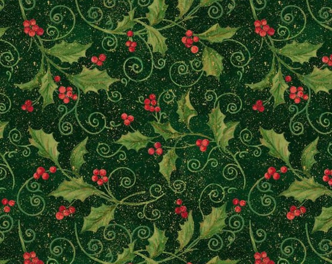 Springs Creative Holly Vine Scroll Metallic Christmas Cotton Fabric 100 ...