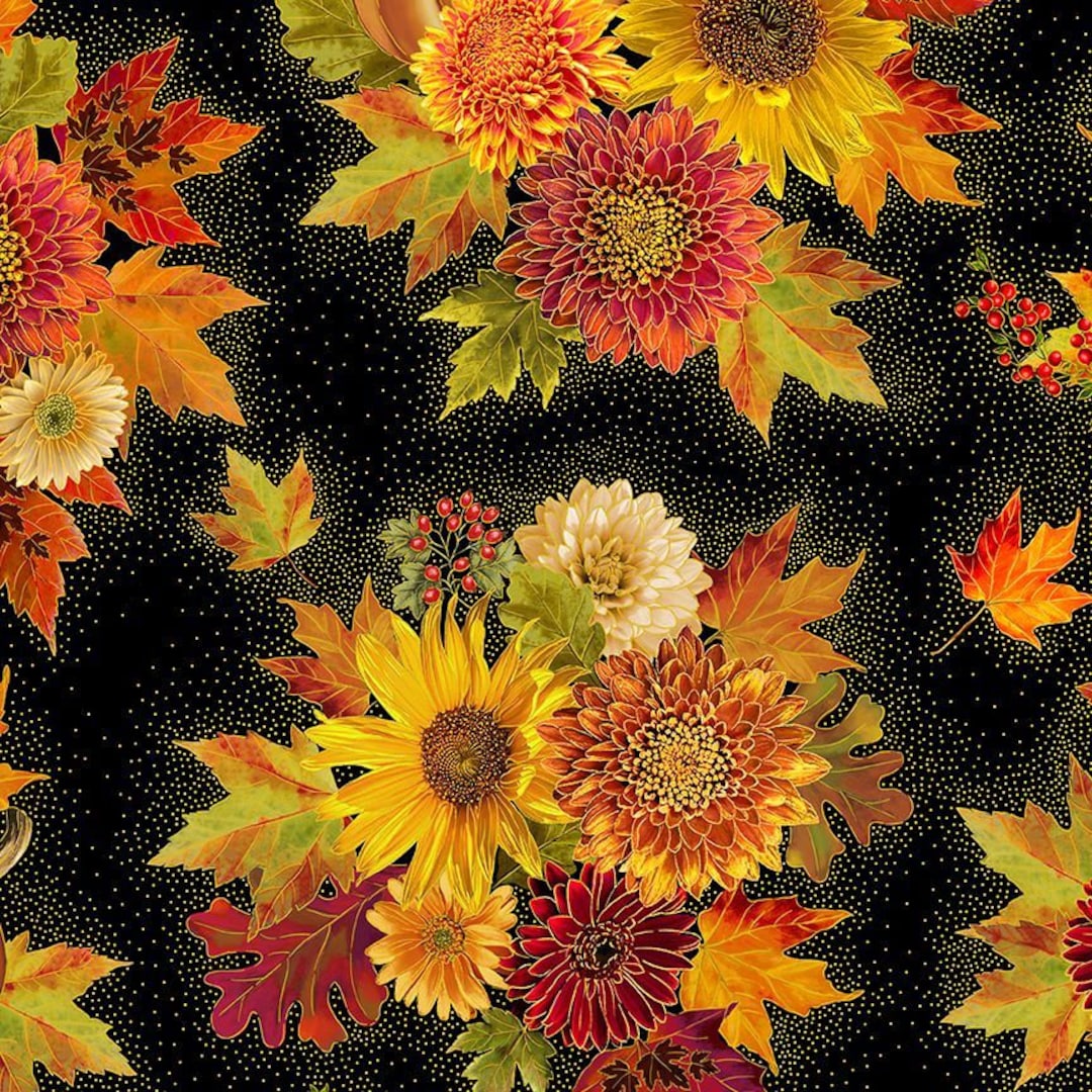 Packed Bouquet Metallic Florals Fabric From Timeless Treasures CM2105 ...