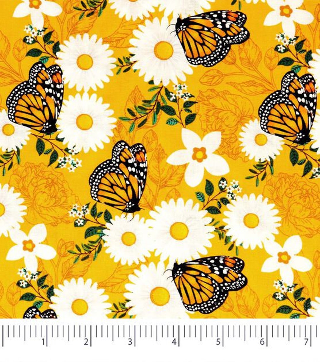 Singer Orange and Green Butterfly Keepsake Calico Cotton Novelty Fabric ...