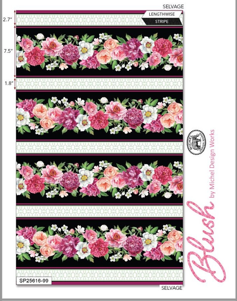 Northcott Blush Collection by Michel Design Works Border Stripe SP25616 ...