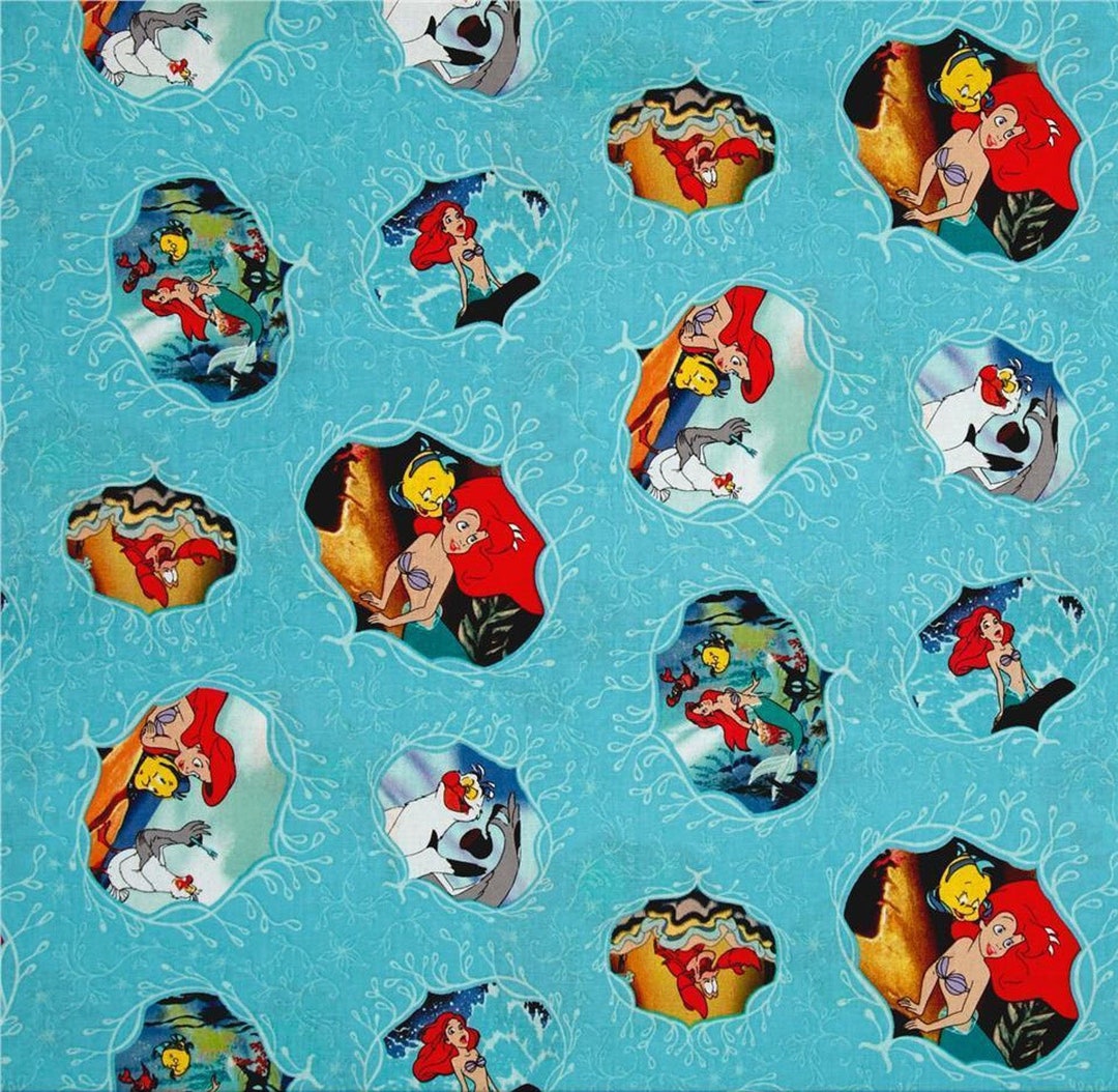 Disney Little Mermaid Ariel Cotton Fabric FQ, Half Yard, One Yard - Etsy