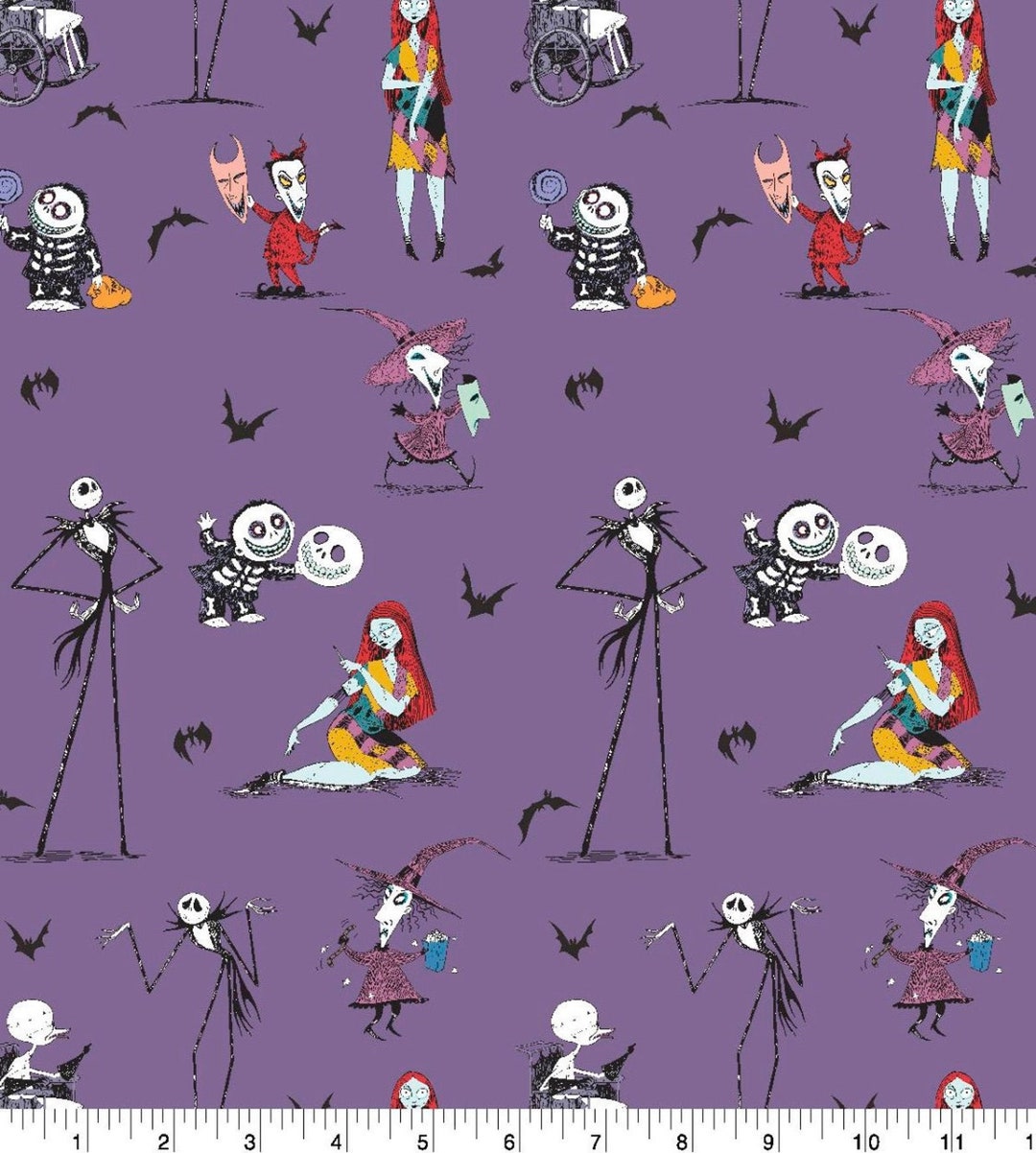 Nightmare Before Christmas Cotton Fabric Multi Character FQ Half Yard ...