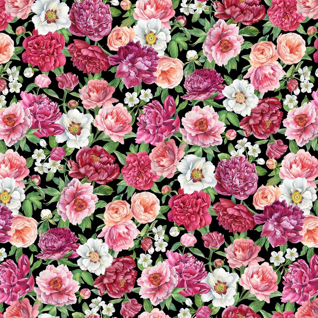 Northcott Blush Collection by Michel Design Works Packed Floral on ...