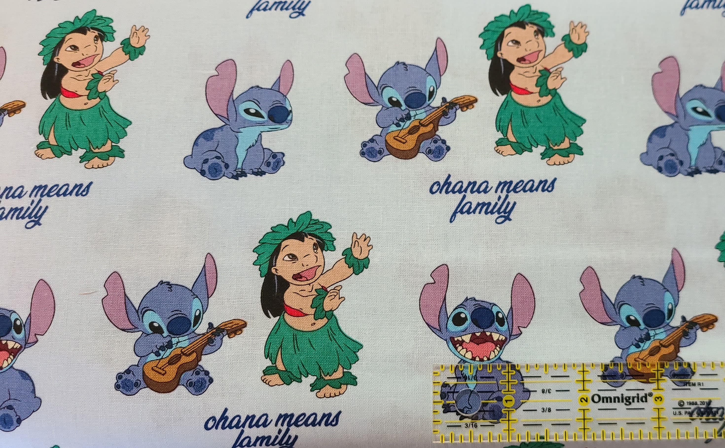 Disney Lilo & Stitch Cotton Fabric Ohana Means Family Fat - Etsy