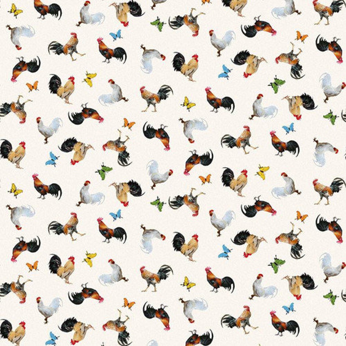 Break of Dawn Chickens, Roosters, and Butterflies Blank Quilting 2609 ...