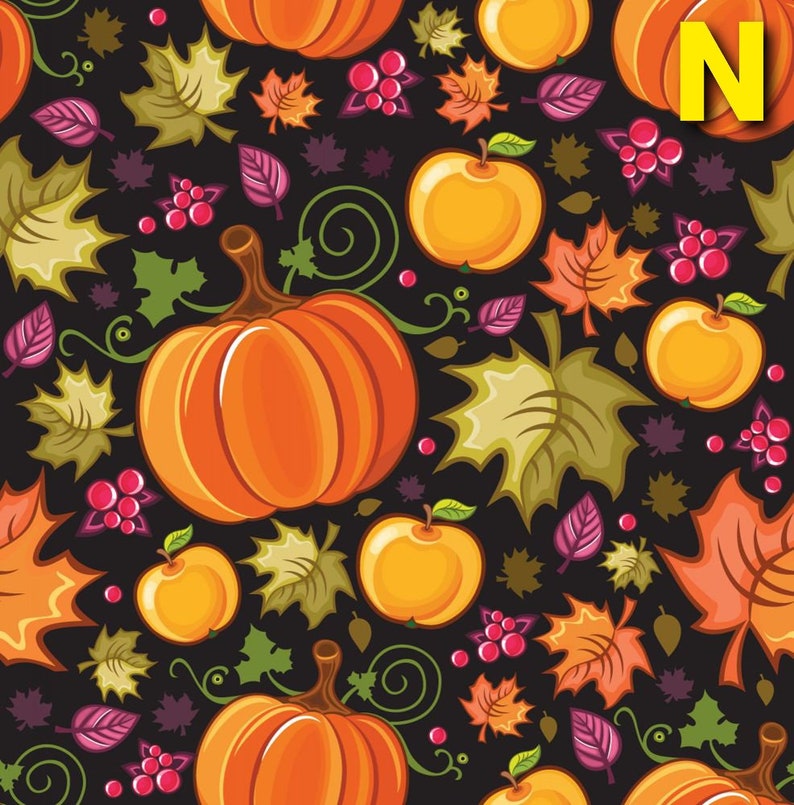 Thanksgiving Fabric Harvest Fall Theme Turkey Pumpkin Feast Pilgrim 100 ...