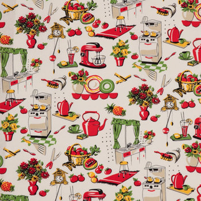 Retro Kitchen Fabric - Etsy