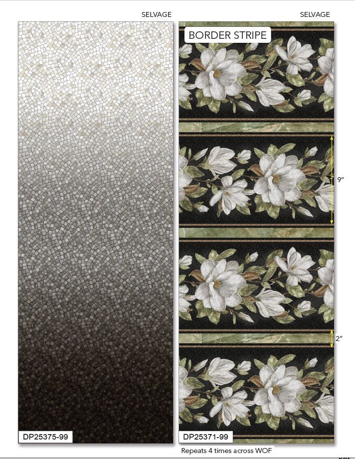 Northcott Magnolia Mosaic Digital DP25372-91 100% Cotton Fabric - Etsy